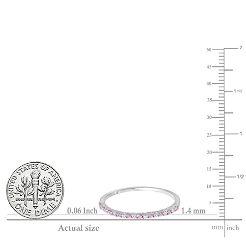 Dazzlingrock Collection Round Pink Sapphire & White Diamond Ladies Wedding Stackable Ring in 10K White Gold, Size 9.5