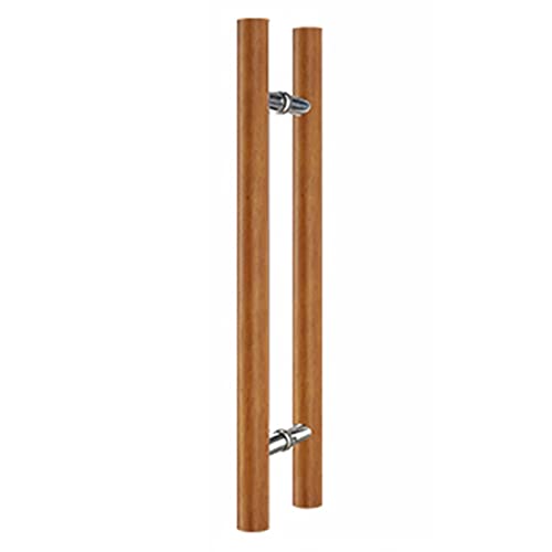 SUCHETA 59/47/39.3/31.5/23.6/15.7 in Modern Long Wooden Sliding Barn Door Handle,Modern Push Pull Door Handle for Entrance Interior and Exterior Glass Gates,Double Sided Round Bar (Color: Brown,Size