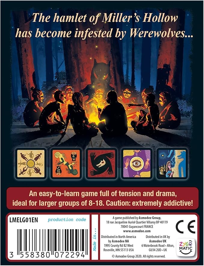 Zygomatic Werewolves of Miller's Hollow Social Deduction Party Game - For 8-18 Players Ages 10+, 30 Minute Playtime