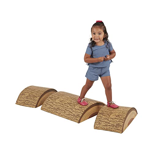 ECR4Kids SoftZone Tree Stump Stool Set, Flexible Seating for Classrooms & SoftZone Tree Log Climber Playset, Indoor Toddler Climbing and Stepping