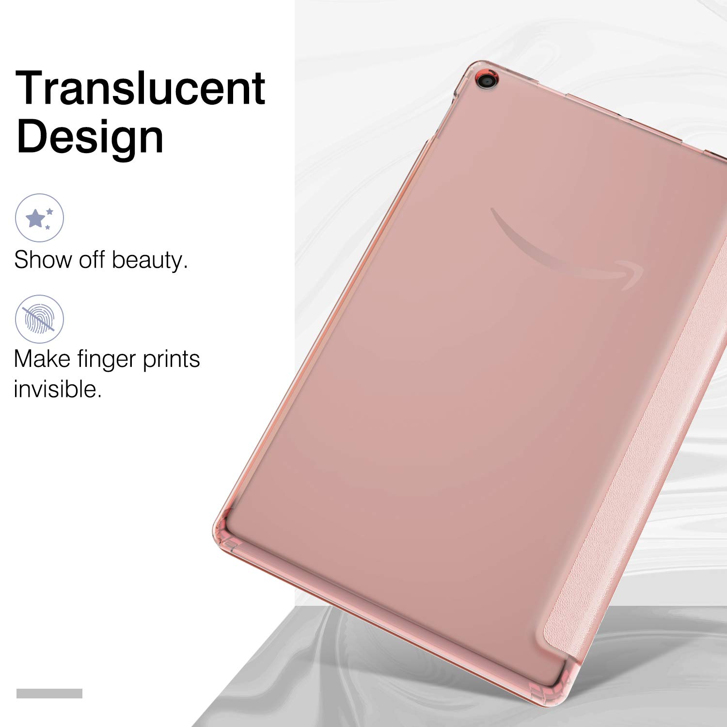 Dadanism All-New Fire HD 10 Tablet Case(9th Generation - 2019 Release) / (7th Generation - 2017 Release), [Flexible TPU Translucent Back Shell] for Fire HD 10.1 Inch Cover - Rose Gold
