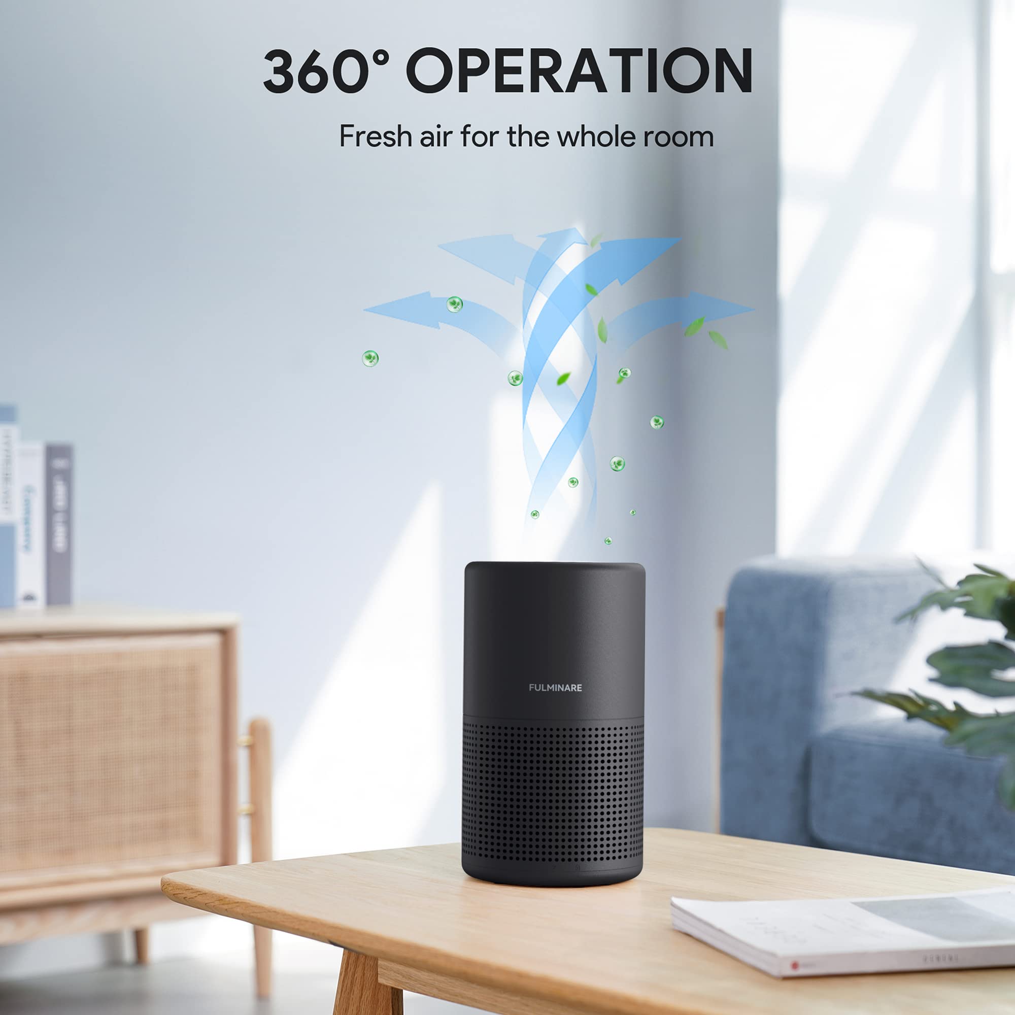 FULMINARE Air Purifier for Bedroom Black with Filter Replacement 1pack(P05)