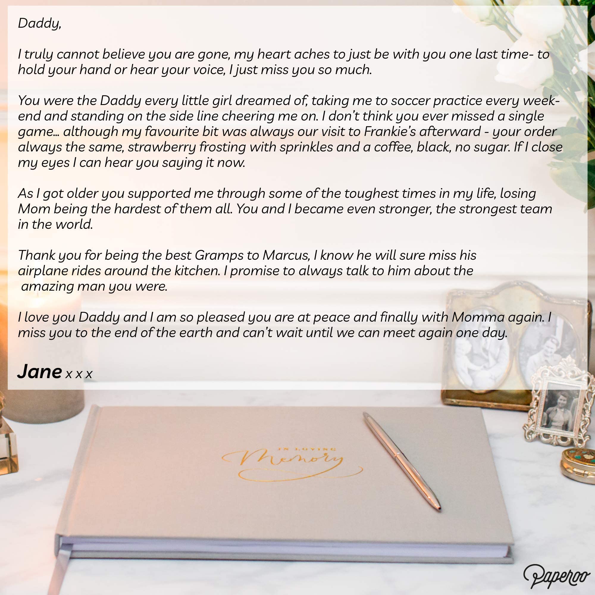 Condolence Book Funeral Guest Book, Memorial Memory Books – Blank Scrapbook Style Pages - Grey Fabric Remembrance Gift Set Hard Back with Pen