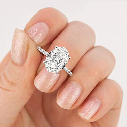 Diamondrigo Petite Oval Cut Moissanite Ring for Engagement, Wedding, Anniversary, Promise, Gift, Birthday, Gratitude (Solitaire, Eternity, 2.50CT, VVS1, Colorless) (6.5)