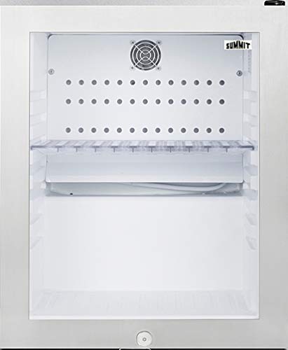 Summit Appliance MB13GST Compact Minibar with Glass Door, Seamless Stainless Steel Trim, Digital Controls, Automatic Defrost, Interior LED Light, Front Lock and Black Cabinet