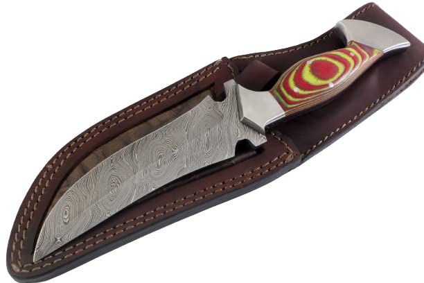 Custom handmade Damascus steel fixed blade hunting knife. PPI-06