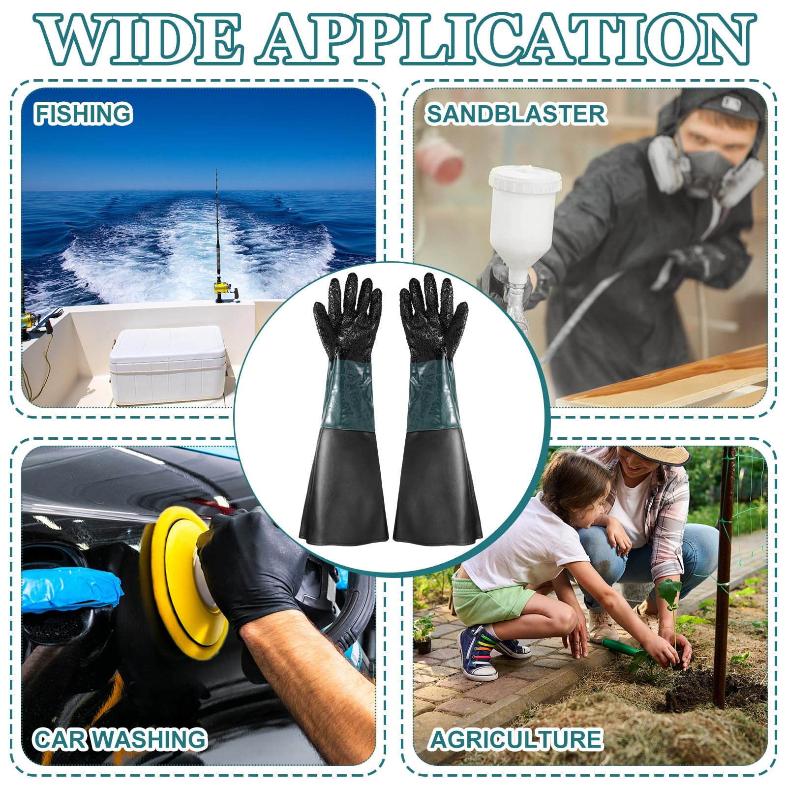 Halfchet 7 Pcs Sand Blaster Gun Kit 1 Pair Rubber Sandblaster Gloves Siphon Sandblaster Kit Sandblasting Gloves for Removing Rust Abrasive Blaster Sandblasting Cabinet