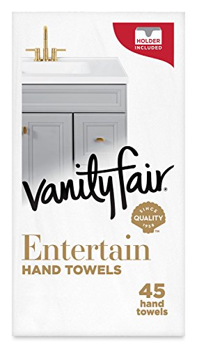Vanity Fair Entertain Disposable Hand Towel, 45 Paper Hand Towels, Includes Holder (Holder Design May Vary)