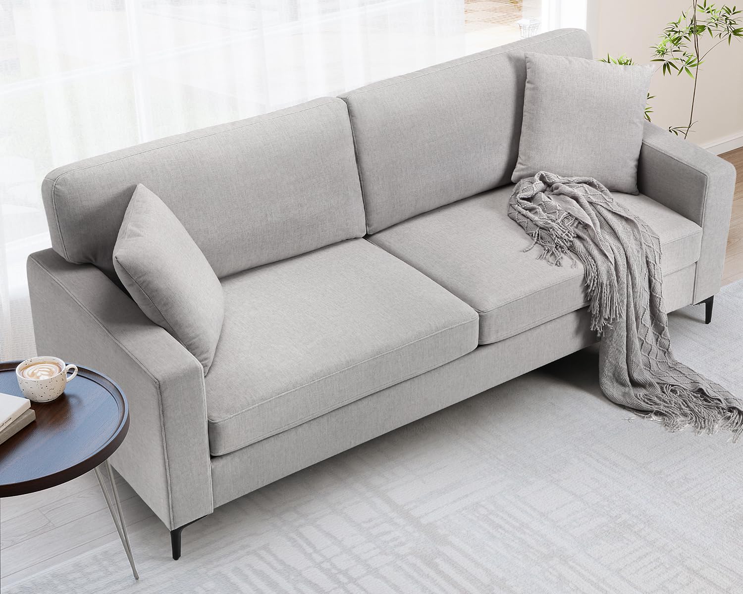GarveeHome 83 Inch Sofa, Comfy Couch, Modern Sofa, 3 Seater Sofa with Deep Seat, Lounge Cozy Sofa for Living Room Apartment Small Space, Linen Sofa (Light Gray