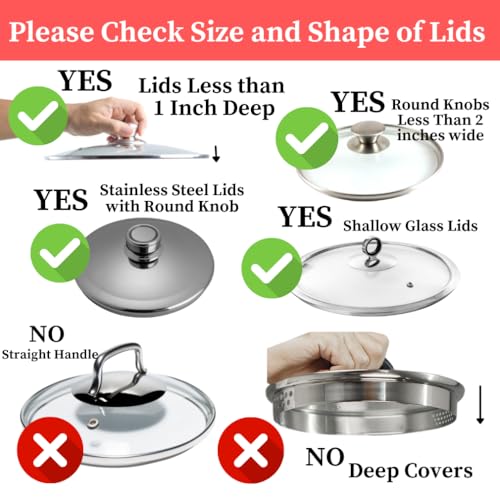 Evelots 6 Pot Lid Organizer for Cabinet Door or Pantry Wall - Closet Door Pots and Pans Lids Holder - Glass or Metal Pan Covers Cabinet Organizer Kitchen Storage - White 6 Tier Lid Rack