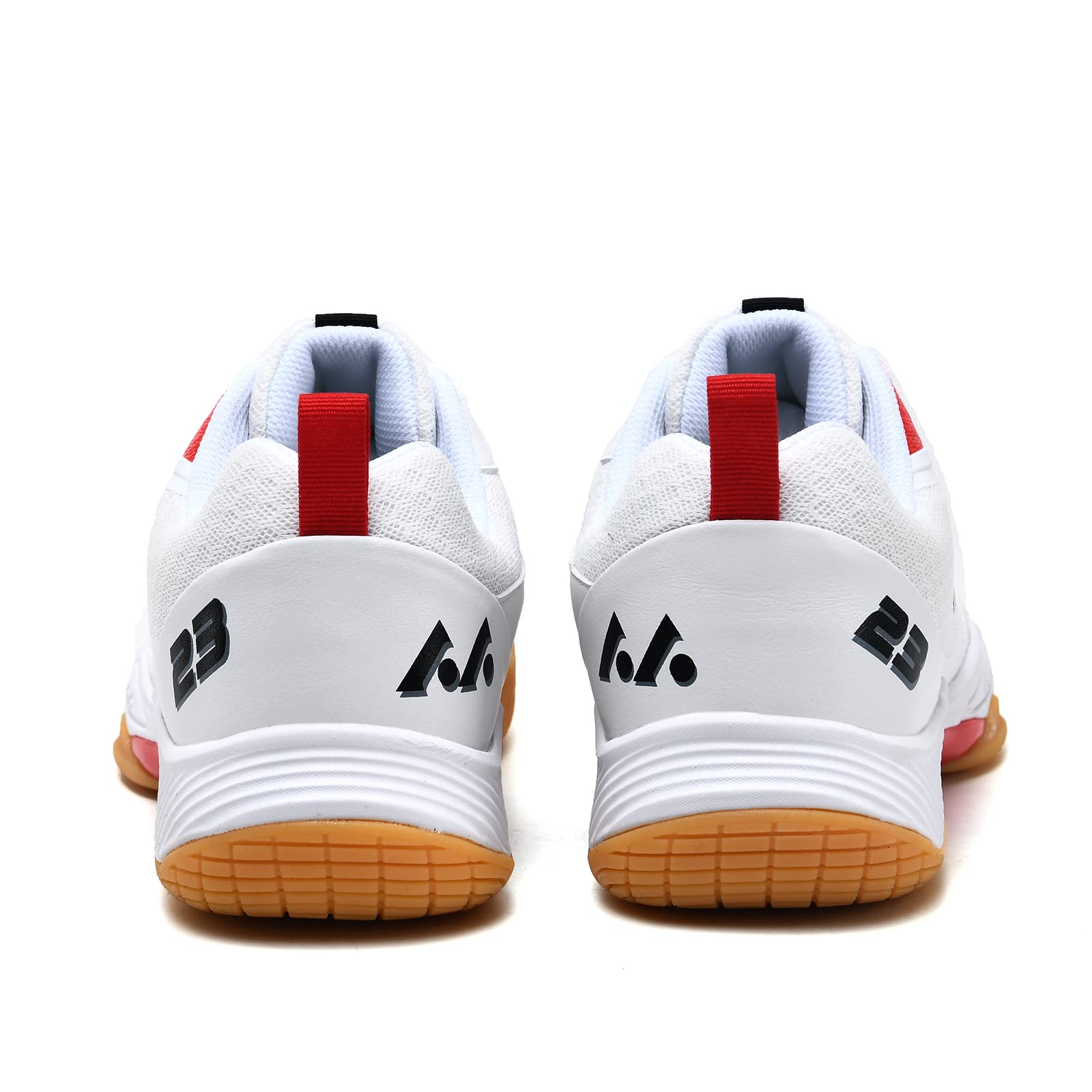 Condromly Women's Light 23 Lightweight Cushioning Non-Marking Pickleball Court Shoes (White/Red, 8)
