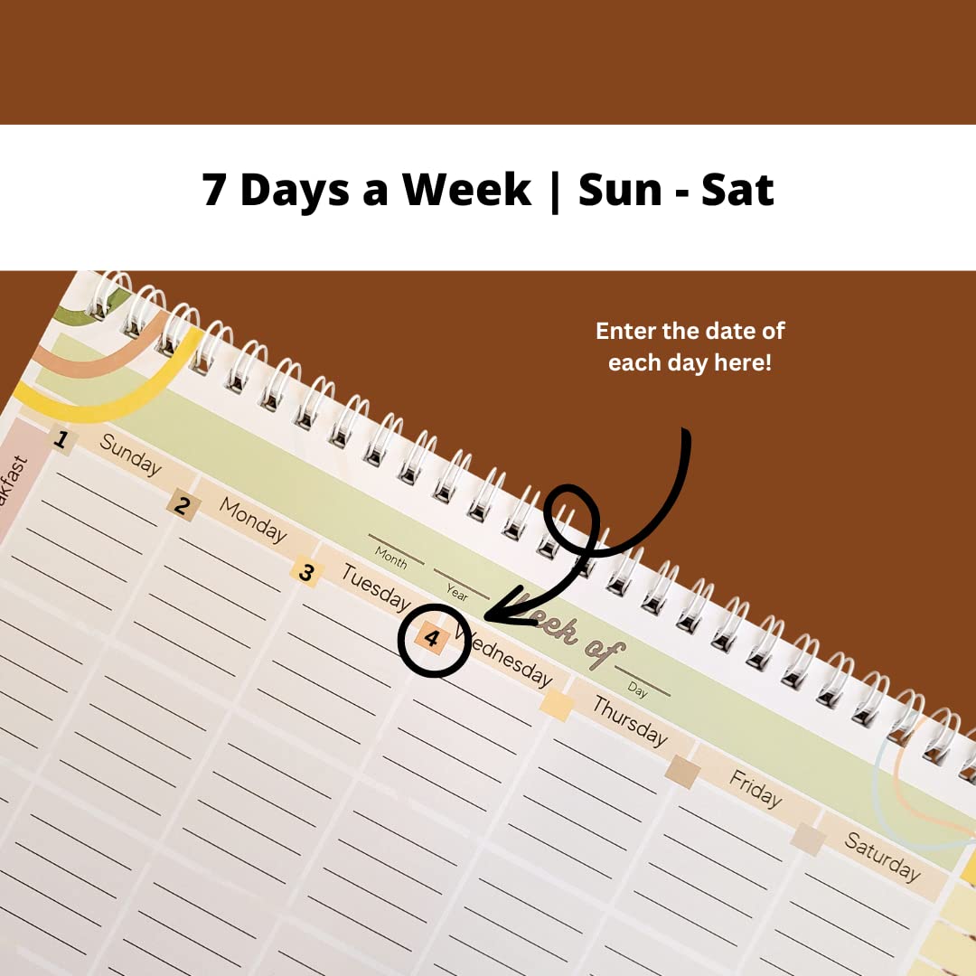 Daycare Weekly Meal Planner | 52-Weeks Wall Calendar | Track 5 Meals each Day | 11" x 8.5"