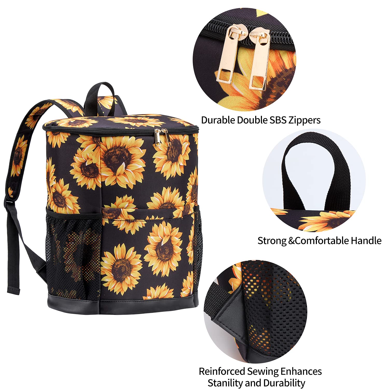 Cooler Backpack Women Sunflower Leak Proof Backpack Cooler Bags Lightweight Soft Lunch Backpack with Cooler Compartment,Wine Cooler for Hiking Camping,24 cans…