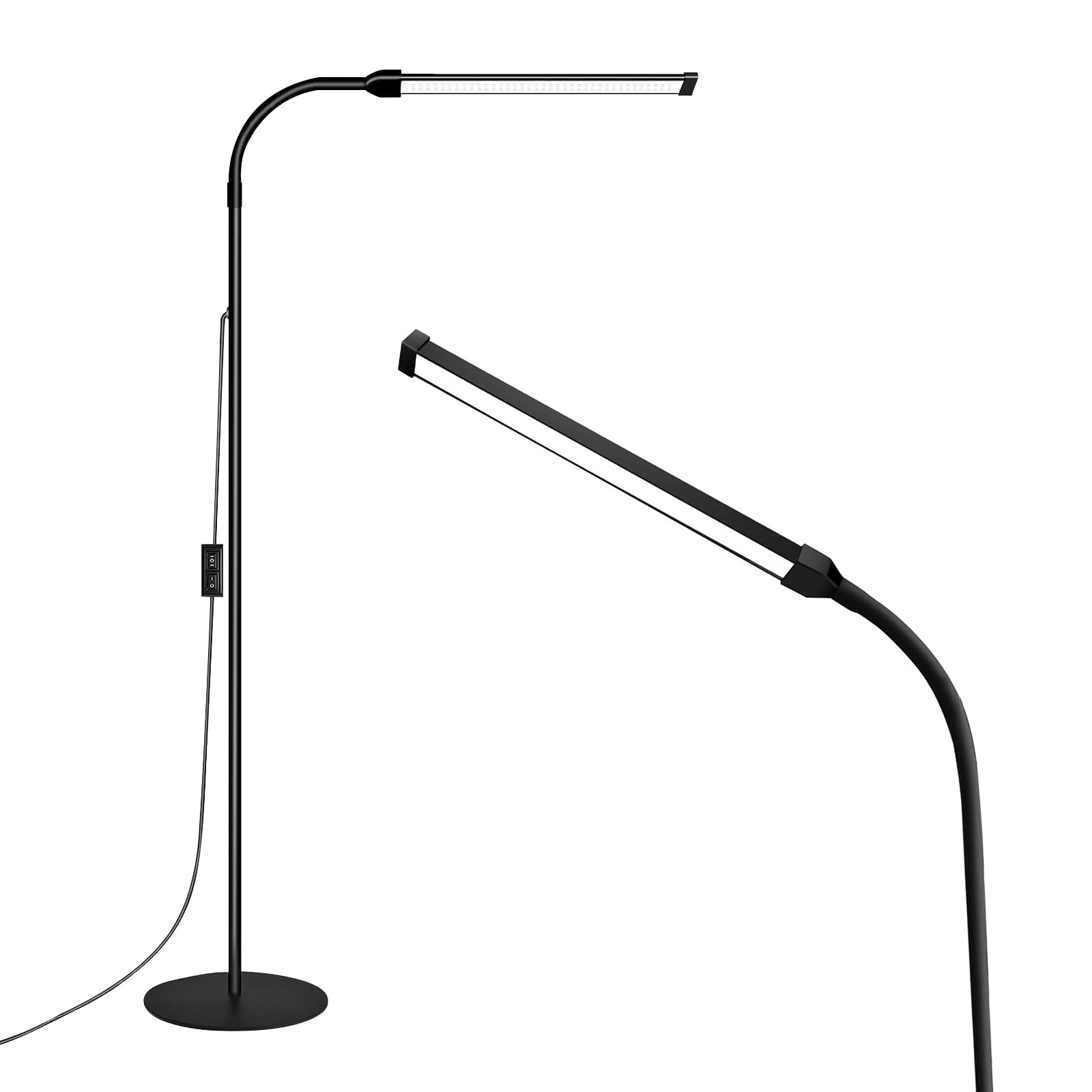 DAYSOFT LED Floor Lamp for Living Room with Round Chassis,Lash Light Lamp for Eyelash Extensions,Custom Color Temperature Standing Lamp,Adjustable Gooseneck Reading Floor Lamp for Bedroom Office