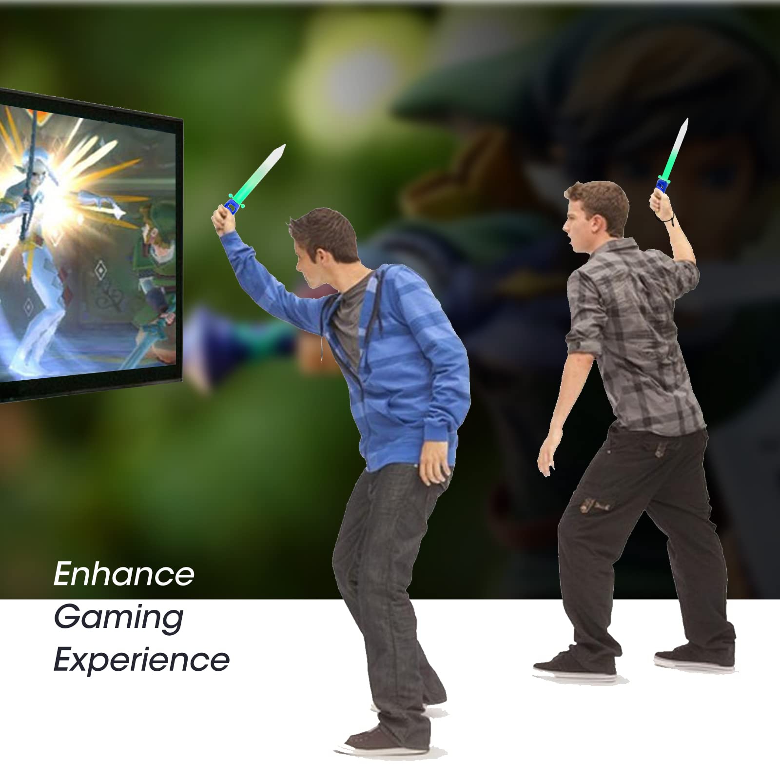 ECHZOVE LED Game Sword for Nintendo Switch Joy-Con, Hand Grip for Skyward Sword Switch Game Compatible with Nintendo Switch Sports with Hand Strap - 1 Pack
