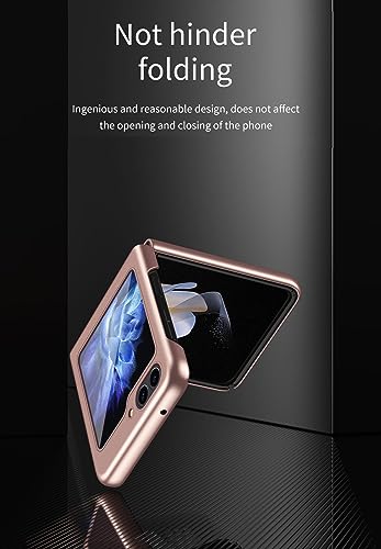 YJZSKRXFAK Case for Samsung Galaxy Z Flip5 5G 2023, Ultra Thin Slim Fit Elegant Business Smooth Cover Protective Cover Case for Galaxy Z Flip 5-Rose Gold