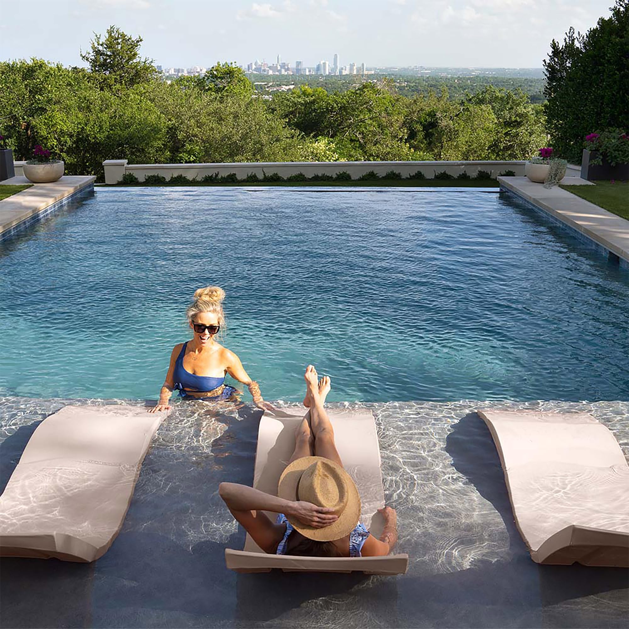 Ledge Lounger - Signature Chaise - Inside Pool & Sun Shelf Lounge Chair - Designed for Shallow Shelves Up to 9β - Compatible with All Pool Types - Poolside & Sun Deck Tanning - Set of 2 - Cloud
