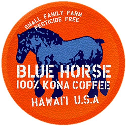 Farm-fresh: 100% Kona Coffee - Medium Roast - Compatible with K-Cup 2.0-10 Single Serve Pods - Blue Horse 100% Kona Coffee Arabica Beans from Hawaii