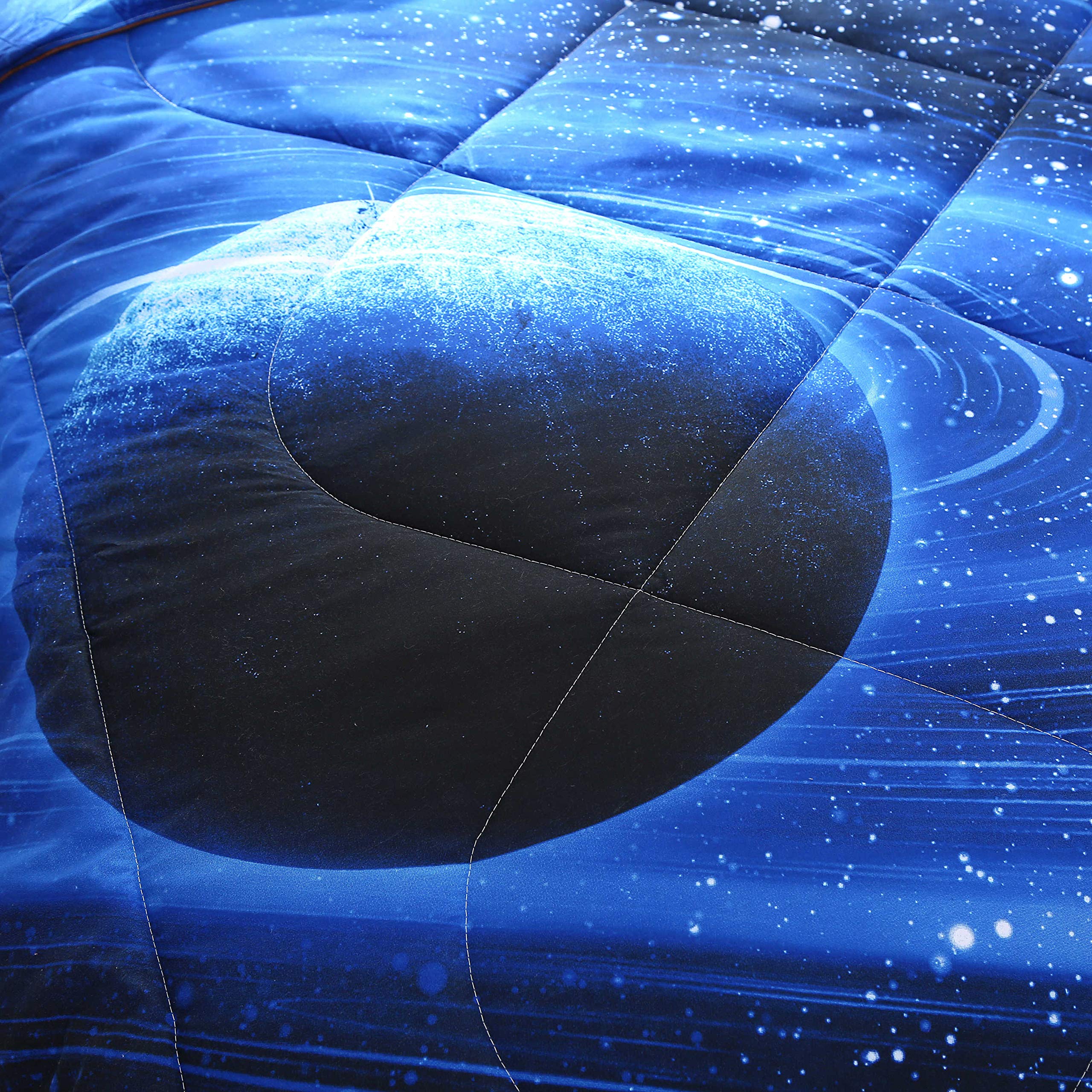 DECMAY Blue Space Bedding Kids 3D Galaxy Comforter Set with Bedroom Pillow Cover Super Soft Fabric Starry Sky Quilt Gift for Boys and Girls Twin (1Comforter&2Pillow Shams)