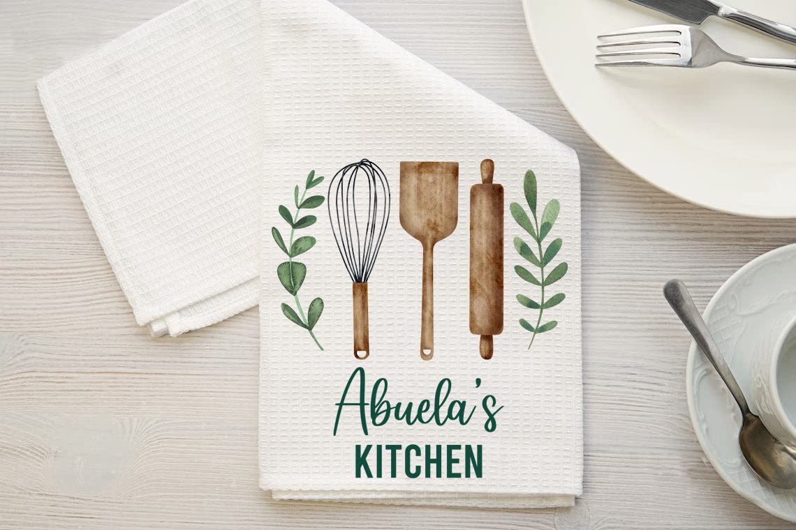 DiandDesignGift Abuela's Kitchen Towel - Tea Towel Kitchen Decor - Abuela's Kitchen Soft and Absorbent Kitchen Tea Towel - Decorations House Towel - Kitchen Dish Towel Abuela's Birthday Gift