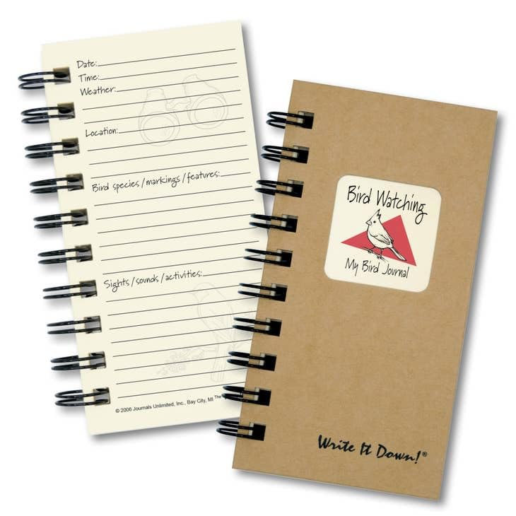 Write it Down Journals Unlimited Series Guided Journal, Bird Watching, My Bird Journal, Mini-Size 3”x5.5”, with a Kraft Hard Cover, Made of Recycled Materials