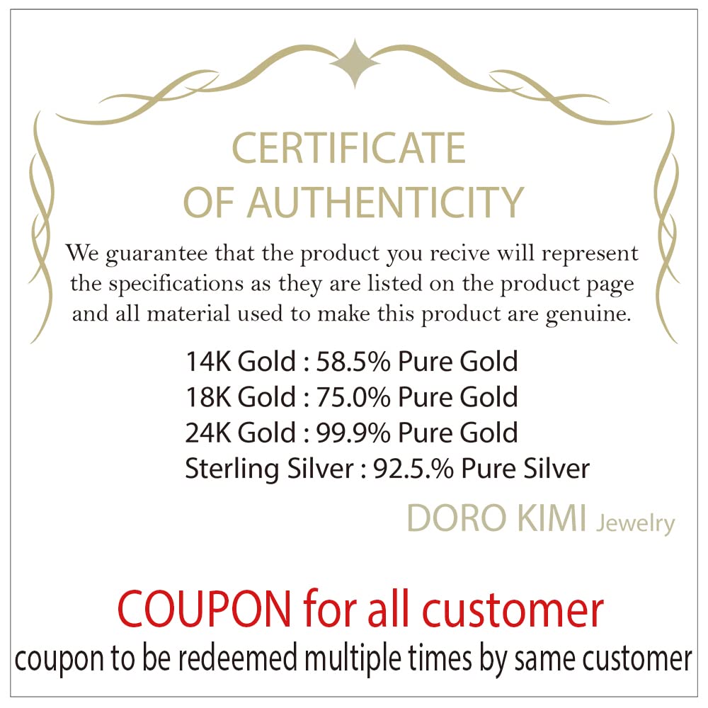 DORO KIMI 14k real solid Yellow Gold white cz Stud solitaire round cubic Earrings for women 6prong setting with 14k gold silicone earring flat backs (5mm)