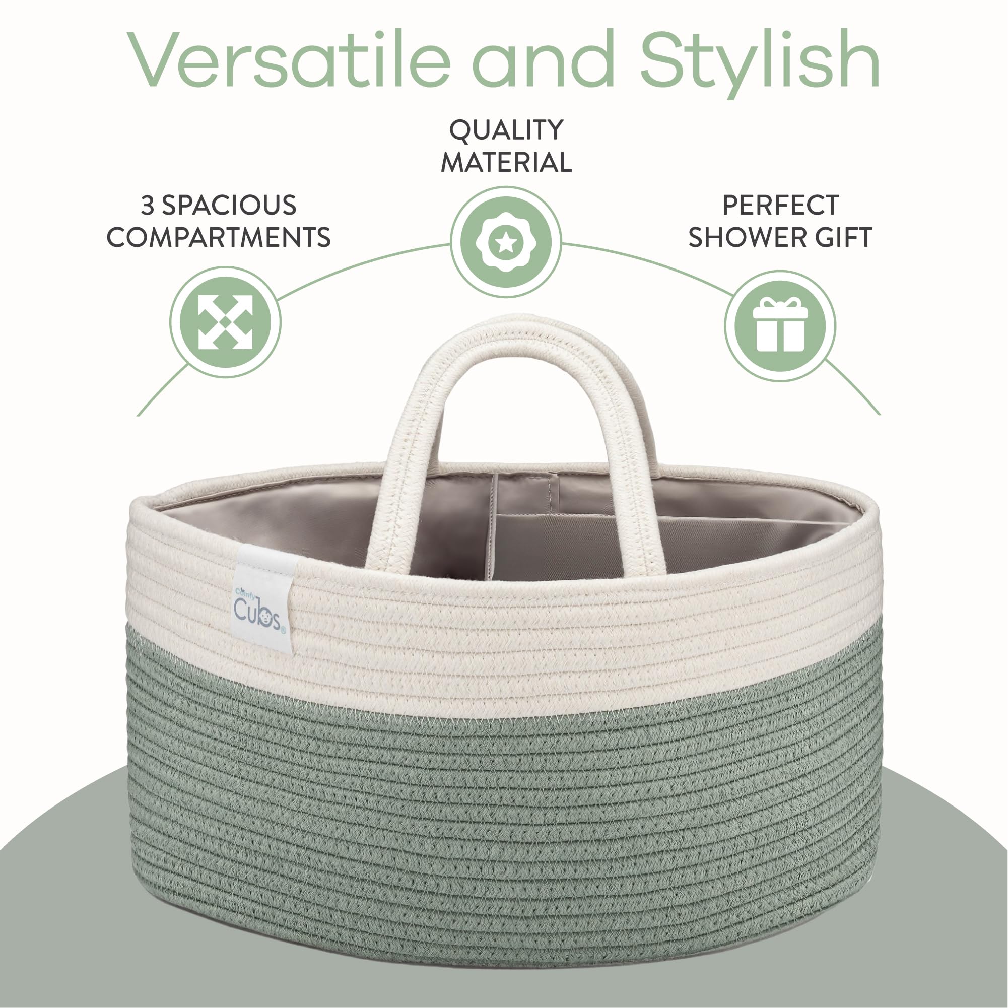 Comfy Cubs Muslin Swaddle Blankets and Diaper Caddy Organizer Bundled