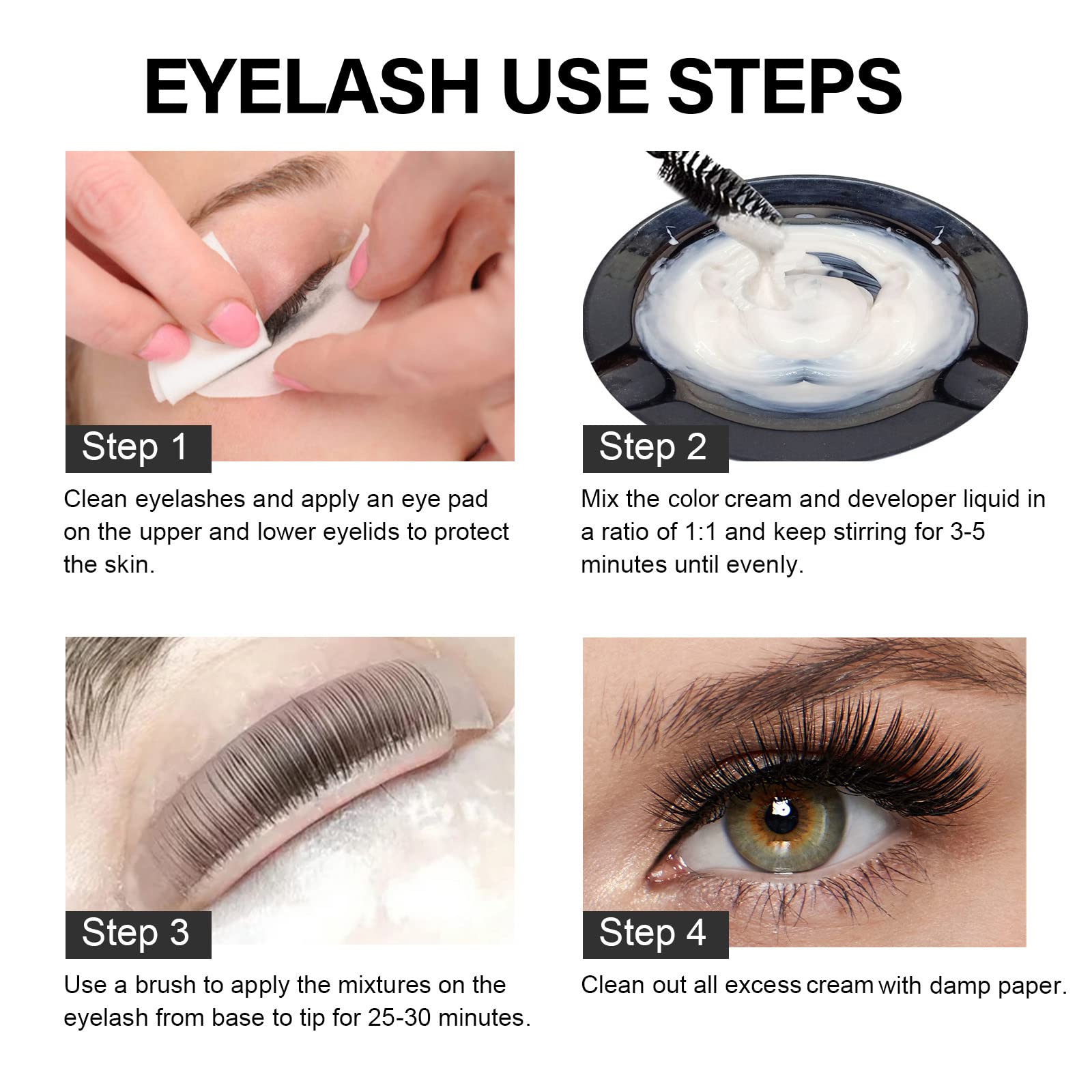Eyebrow & Eyelash Color Kit, Eyebrow Ti-ηt & Eyelash Ti-ηt, Suitable for Salon & Home Use (Dark Brown)