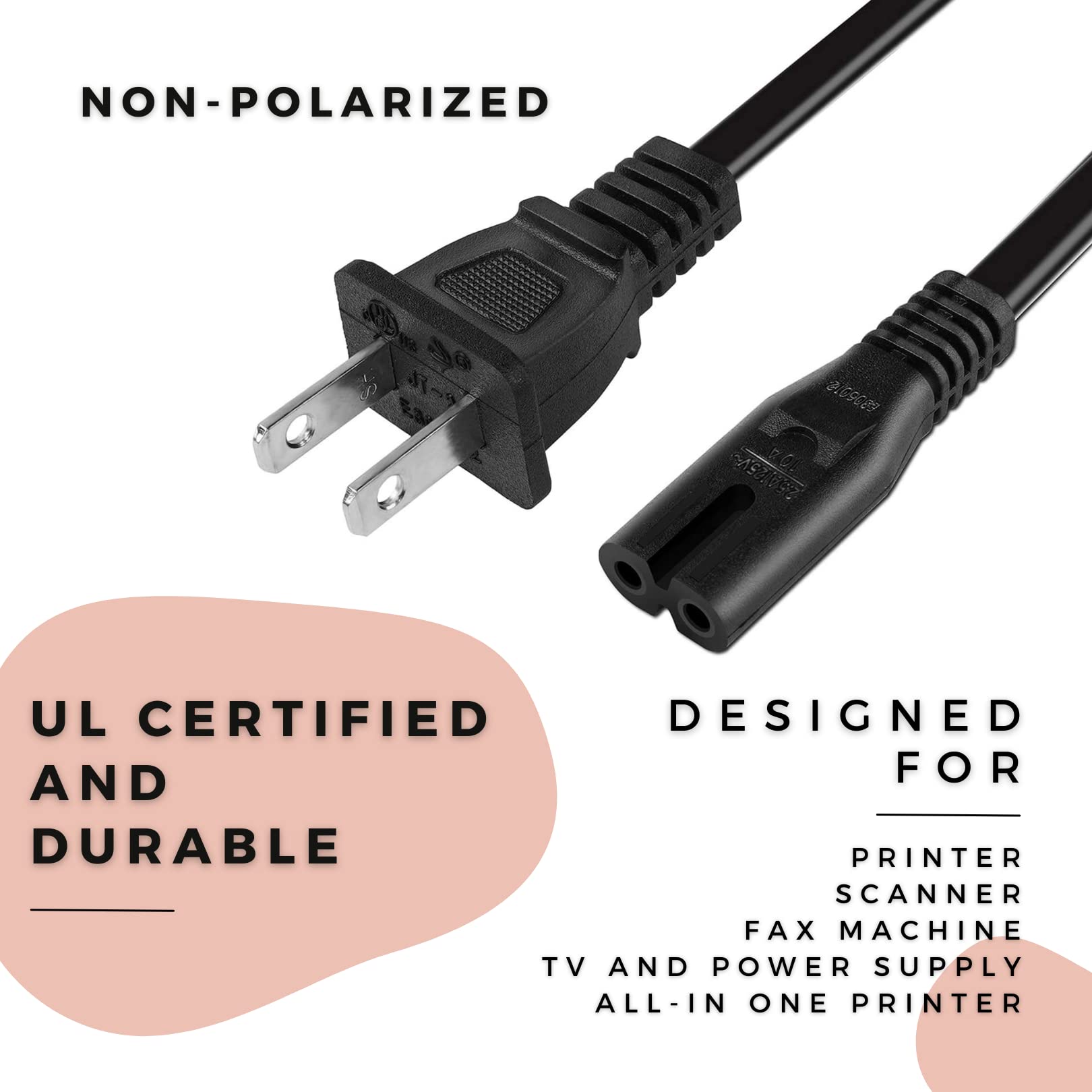 DIGITMON Replacement 15FT US 2Prong AC Power Cord Cable for Okin Electric Recliner or Liftchair Lift Chair