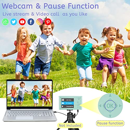 Digital Camera,Kids Camera with 32GB Card 2.7K 44MP Point and Shoot Camera with 16X Digital Zoom 2.4 Inch,Vlogging Camera for Students Teens Adults Girls Boys-Green3