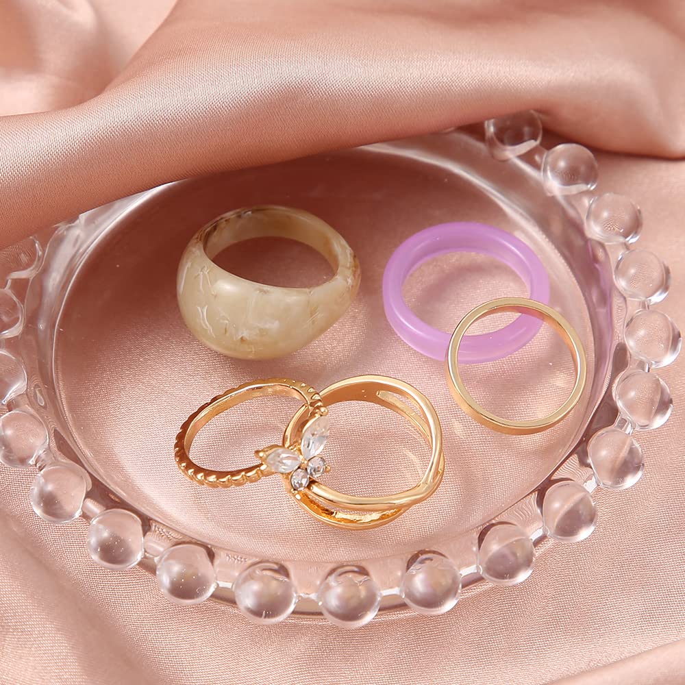 CSIYANJRY99 Vintage Girly Gold Ring Set, Boho Resin Finger Ring Aesthetic Snake Butterfly Crystal Thick Ring, Folded Midi Ring Wrapped Gift (21PCS)