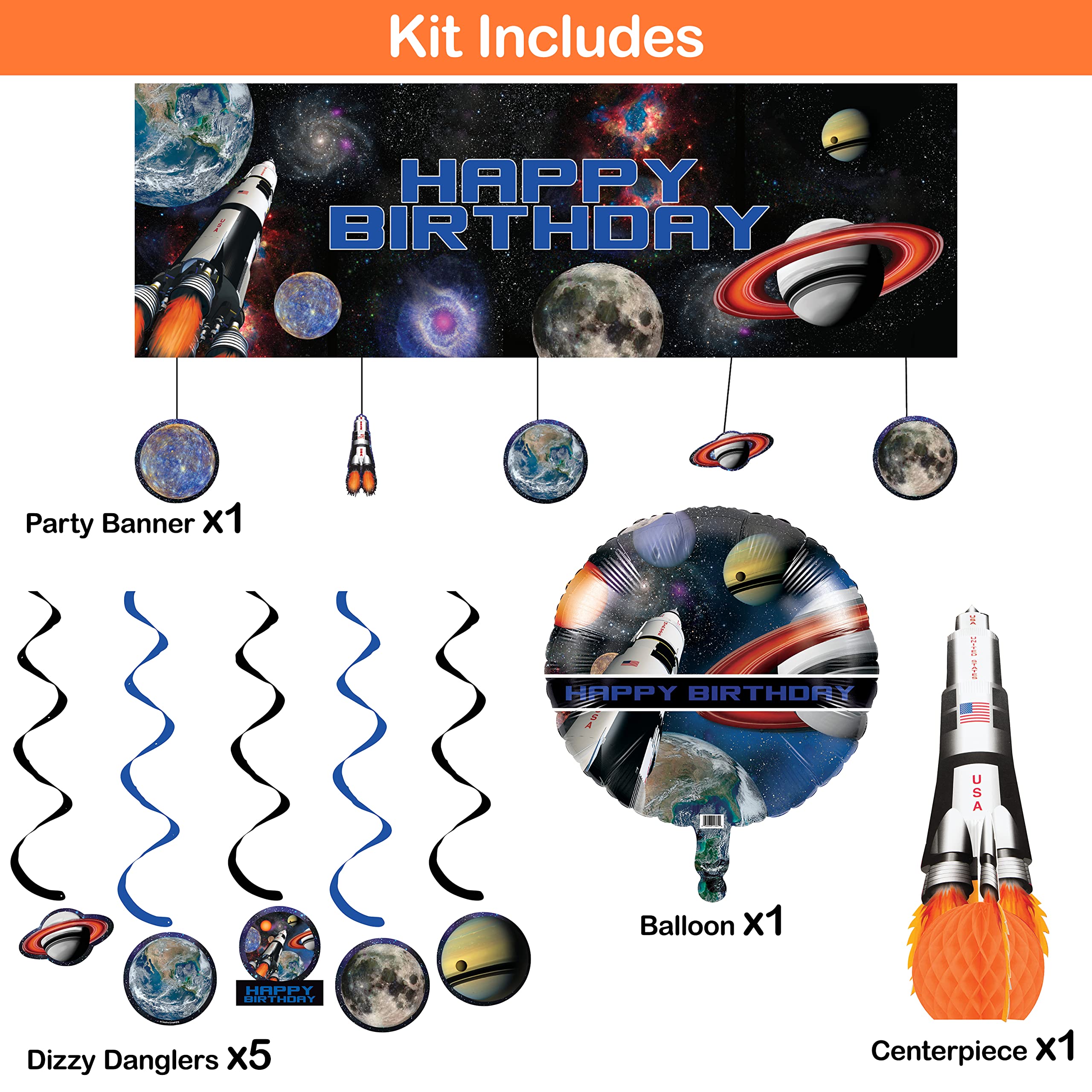 Creative Converting Space Blast Birthday Party Decorations Kit