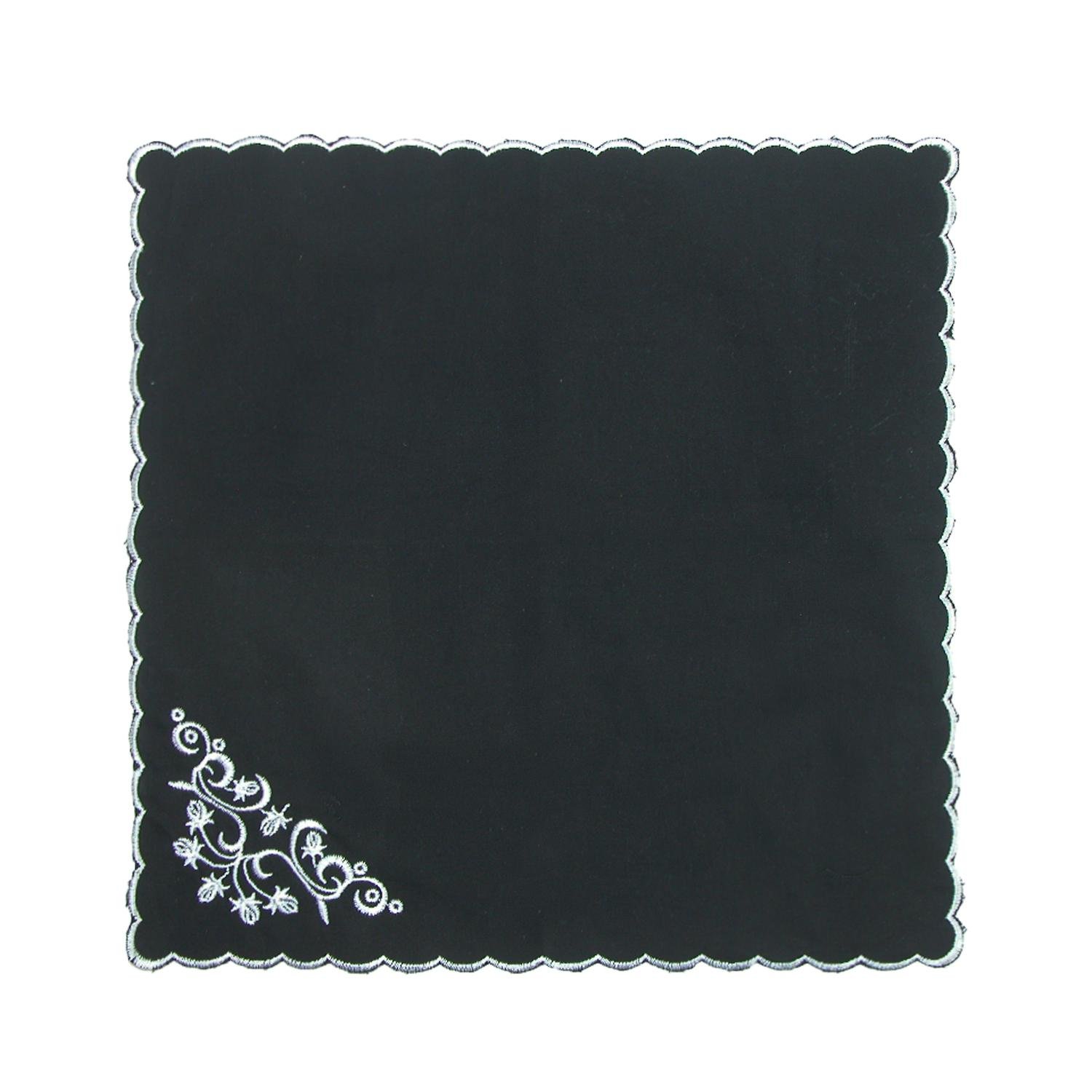 CTM® Women's Cotton Black and White Floral Scroll Handkerchief, Black