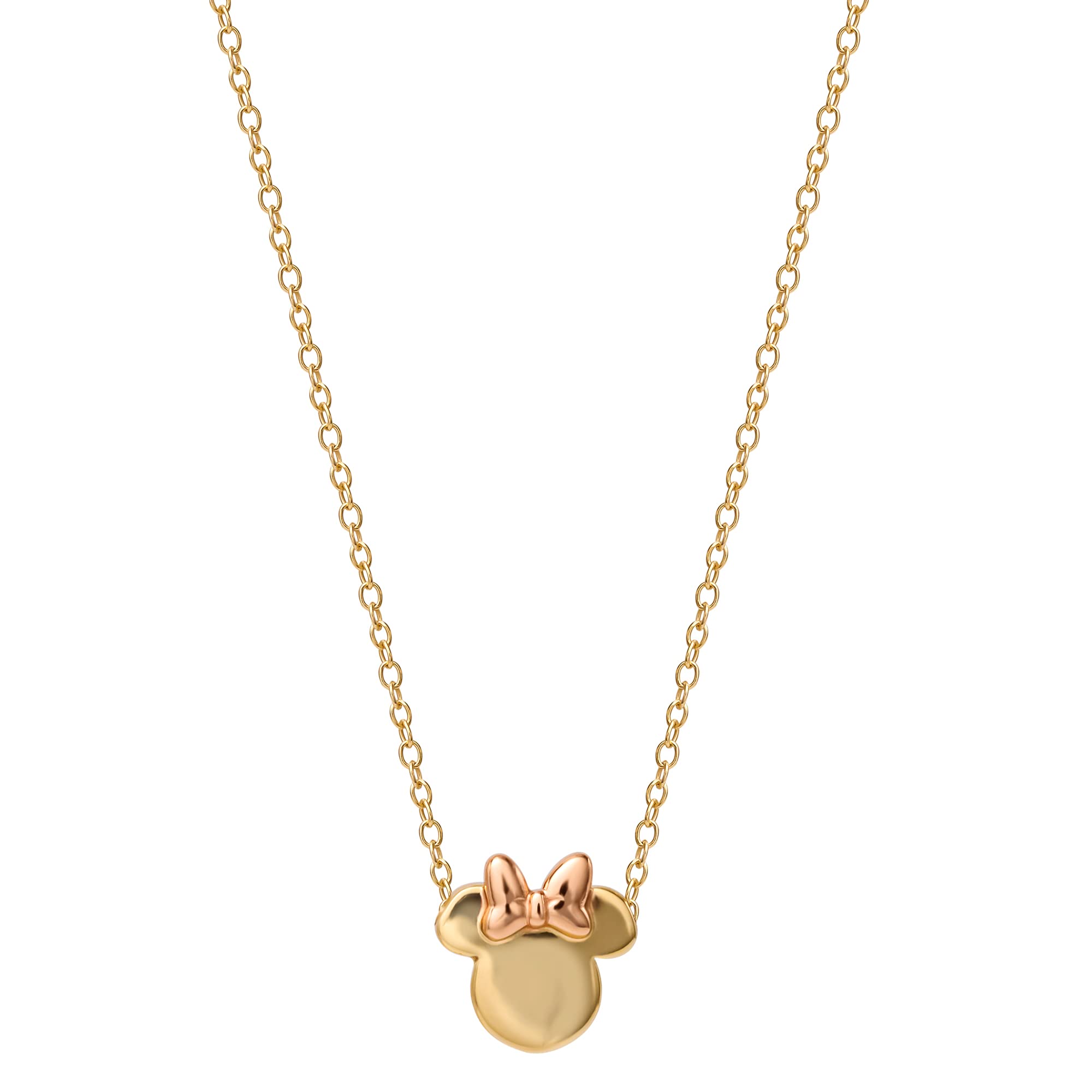 Disney Minnie Mouse Slider Pendant Necklace, Flash Plated, Two Tone, 18"