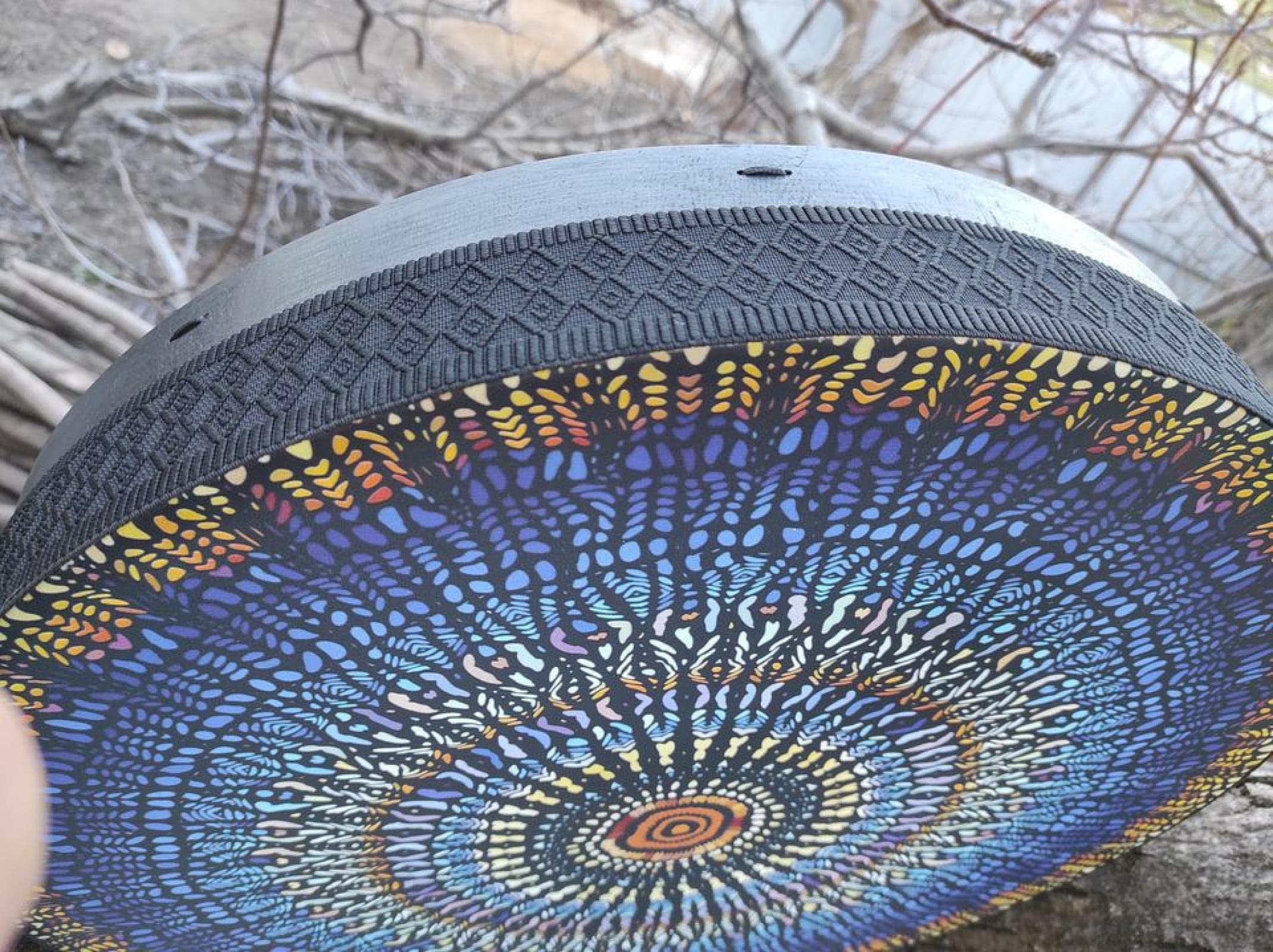 Crab shopkeeper Shaman drum percussion frame drum handmade deep bass therapy tool sound therapy instrument 9.9x9.9 inches Shaman drum blue
