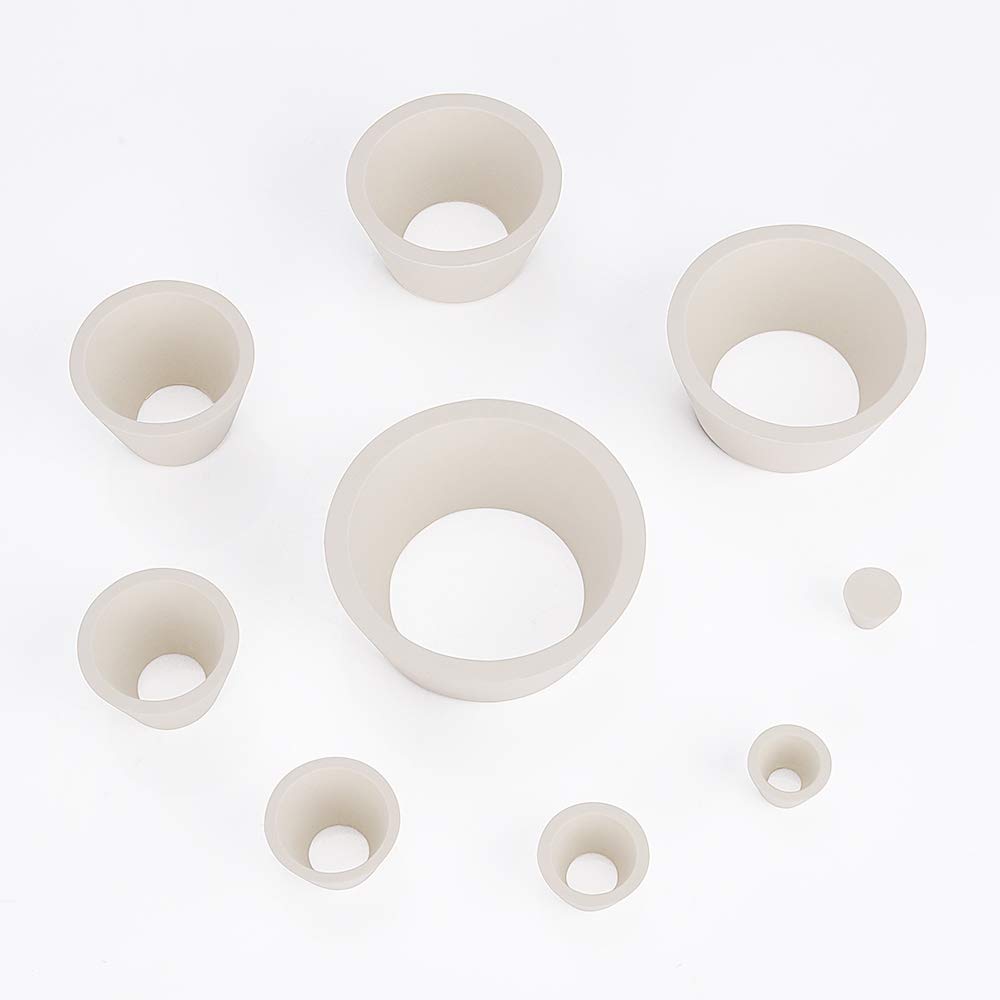 Labasics Filter Adapter Cones, Durable Tapered Collar Rubber Stopper Buchner Funnel Flask Cones Adapter Set, Wear Resistance Smooth Surface, Pack of 9, White