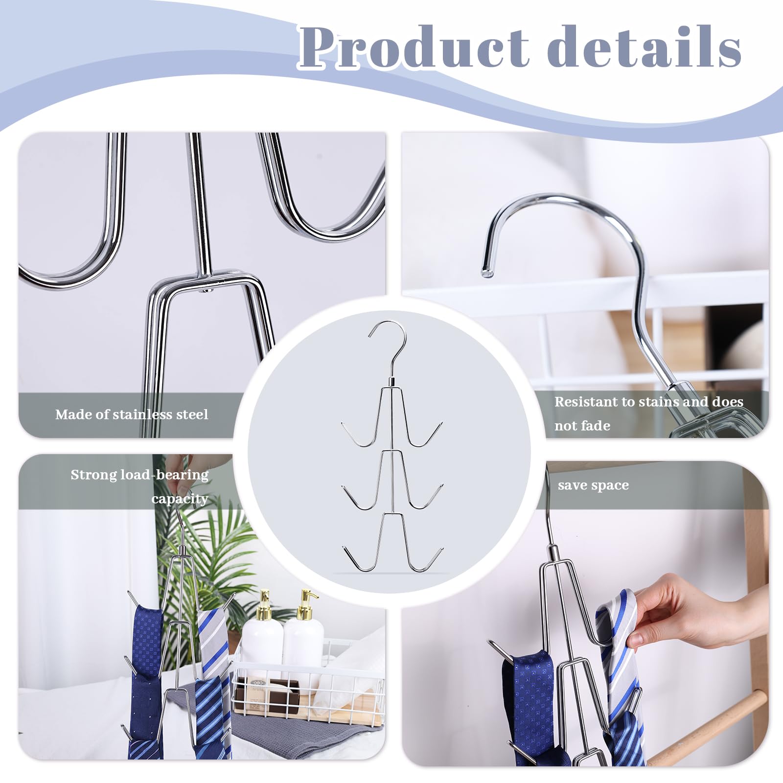 MCPINKY Purses Hanger Organizer for Closet, Rotatable Hanging Bag Holder 6 Storage Capacity Metal Handbag Storage for Bag Belt Scarf Hat Tie Grey