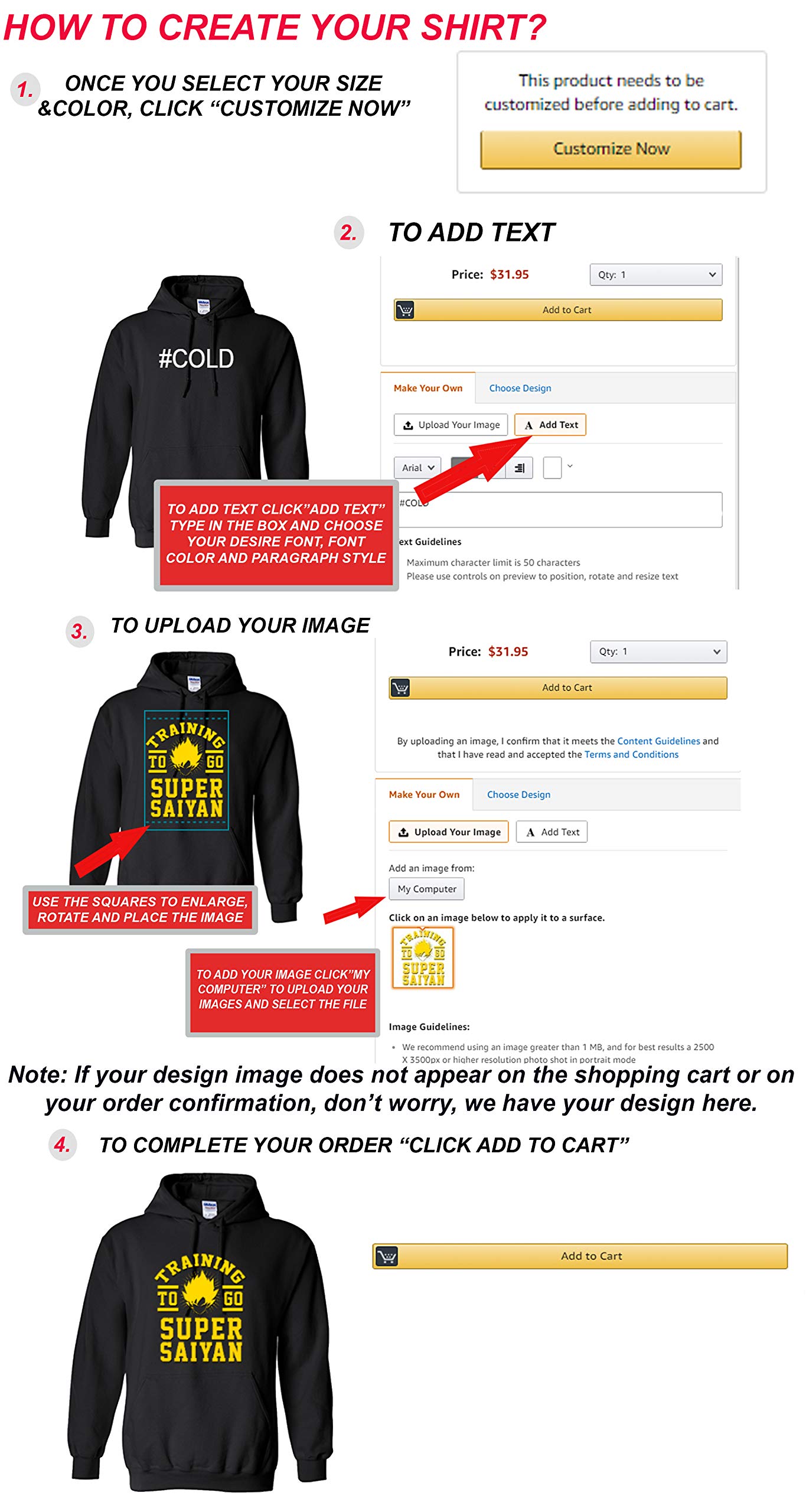 City Shirts Add Your Own Text and Design Custom Personalized Sweatshirt Hoodie (XX Large, Black)