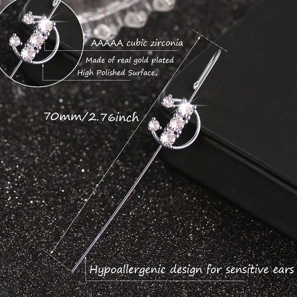 Cocamiky Ear Wrap Crawler Hook Earrings Sparking Cubic Zirconia Earcuffs Silver Climber Piercing Cartilage Hypoallergenic Earrings 16Pcs Set for Women