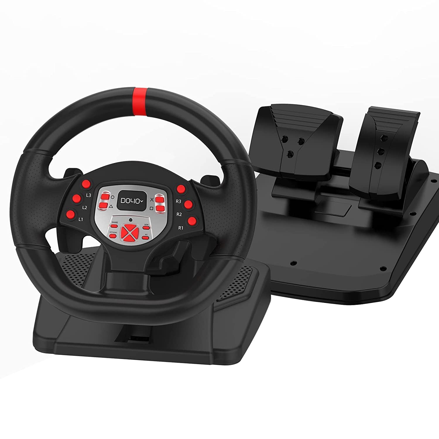 DOYO PS4 Steering Wheel and pedals and shifter, volante para PC, 180°gaming racing wheels Dual-Motor Feedback Driving Force for PS3/PS4/PC/Nintendo Switch/Android