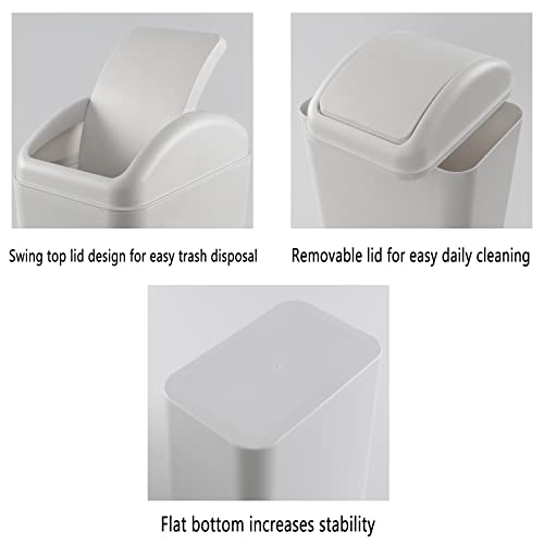 Jekiyo 12 Liter Slim Plastic Trash Can, Swing Lid Garbage Can, 2-Pack