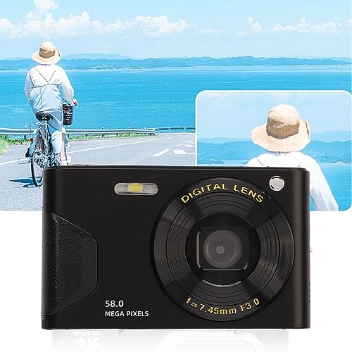 Digital Camera, 4K 58MP Vlogging Camera with 2.7 Inch TFT Screen, Timing Shooting, 16X Zoom Auto Focus Compact Digital Camera for Teens Students Beginners (Black)