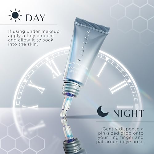 COSMEDIX Under Eye Serum for Dark Circles & Puffiness, Opti Crystal - Lifting & Firming Liquid Serum for Fine Lines & Wrinkles - Brightening, Moisturizing, & Hydrating Anti Aging Eye Puffy Bags Serum