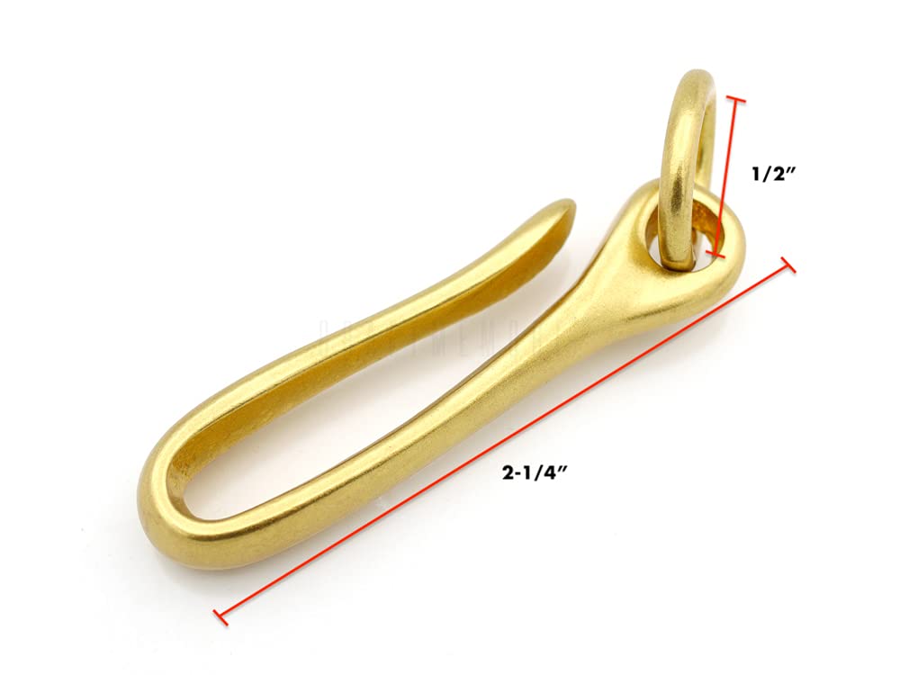 CRAFTMEMORE 1pc Fish Hook Key Chain Solid Brass Japanese Fish Hook Keyring Wallet Holder Belt Clip (2 1/4" (58mm))