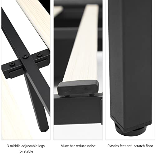 HOMFAMILIA Queen Bed Frame with Headboard and Drawers, LED Bed Frame with Adjustable Storage & LED Lights Headboard, Upholstered Platform Bed with 2 USB Ports, No Box Spring Needed, Dark Grey