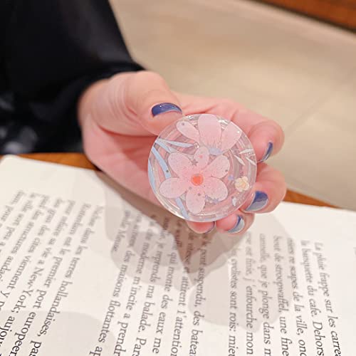 CrazyLemon for Samsung Galaxy Note 20 Case Silicone Clear Floral Design with Stand Ultra Thin Transparent Cute Aesthetic Pink Flowers Pattern Soft TPU Shockproof Protective Phone Case for Women Girls