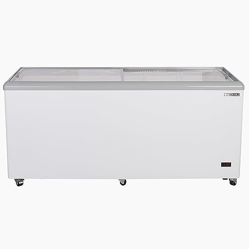Maxx Cold MXDC-12 Commercial Ice Cream Dipping Cabinet Freezer with Curved Glass, Holds up to Twenty Two (22) Flavor Tubs, 70-Inch, White