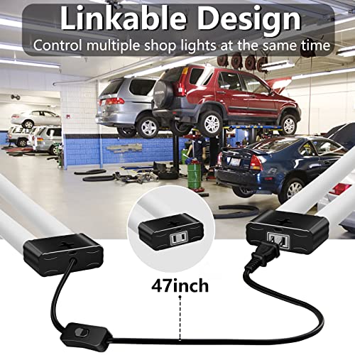 loyal 4FT 40W Linkable LED Shop Light for Garage, 6500K/3000K/4000K Linkable Utility Light Fixture, LED Workbench Light with Plug Hanging, LED Ceiling Lights for Garage, Workshop, Basement