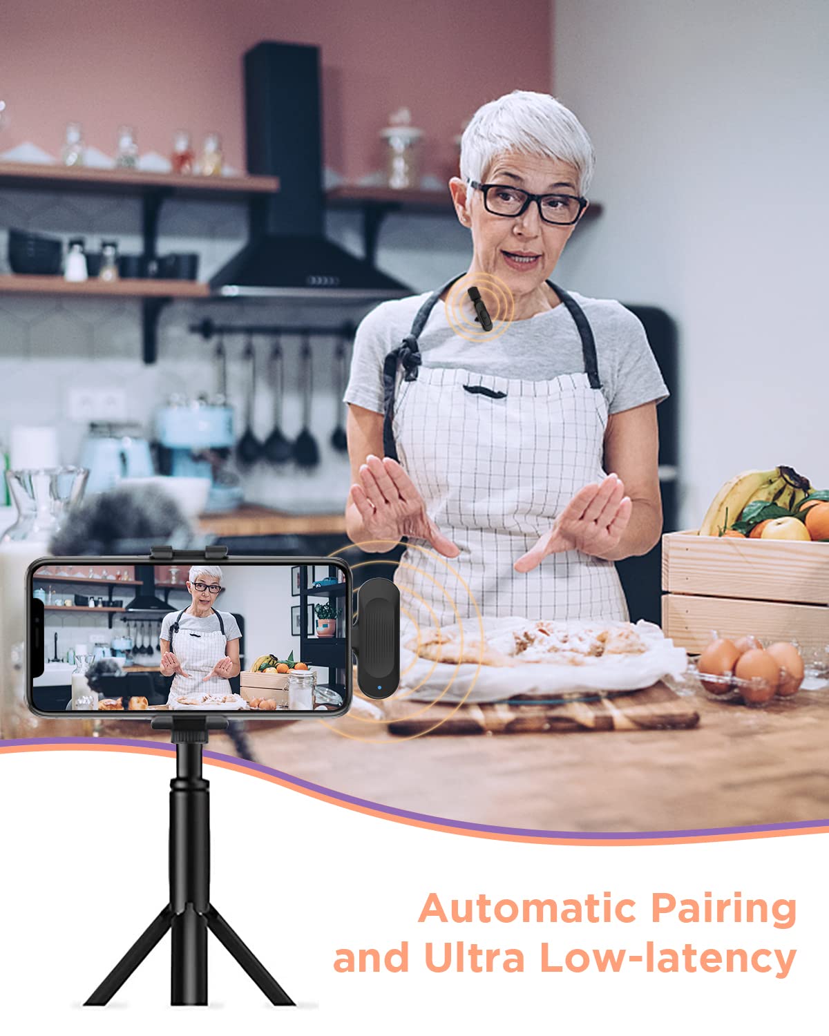 Digiray Wireless Lavalier Microphones for iPhone Video Recording, ipad, YouTube,TikTok - Professional Cordless Lavalier Microphone USB C Port with Noise Cancellation Mic -Black