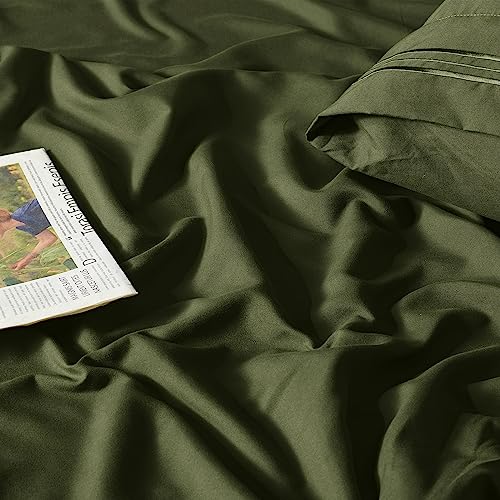 Homiest Extra Deep Pocket Queen Size Sheets Set, 6 Pieces Soft Olive Green Sheets 18-24 Inch Deep Pocket Bed Sheets, Hotel Luxury 1800 Thread Count Microfiber Bed Set Fits Ultra Deep Mattress